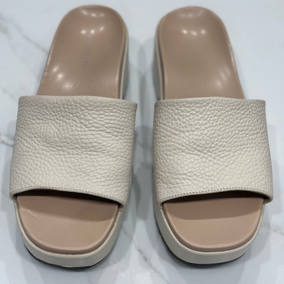 Vionic | Shoes | Bionic Tumbled Leather Platform Slides Cream Color ...